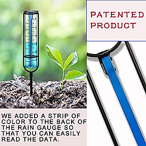 BIUWING Rain Gauge, Glass rain Gauge Outdoor, rain gauges for Yard with Stake Best Rated, Decorative for Garden, Deck, Lawn, Landscape (Black rain Gauge)