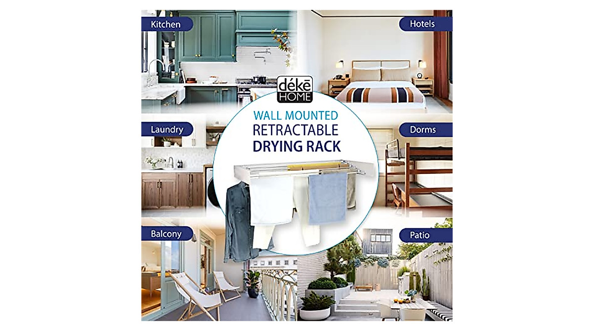 Wall Mounted Retractable Drying Rack - Space Saver Laundry