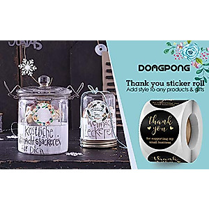 Thank You Stickers X 500 pcs, Thank You Stickers Business, Thank You Stickers Roll Gold Sliver, 1 Inch Round Stickers Packaging, Favor Label, Black 04 (500 pcs)