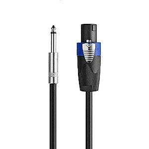 Yoico Pro 6 Feet Speakon to 1/4 Speaker Cable - 6 ft 12 Gauge Speakon to 1/4 Male Inch Audio Amplifier Connection Heavy Duty Cord - Single