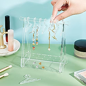 PH PandaHall Earring Holder Stand, Cloth-horse Shape Jewelry Display 52 Holes Dangle Earring Hanging Organizer Acrylic Ear Studs Display Rack for Retail Show Personal Exhibition, 5.14x3.26x5.9inch