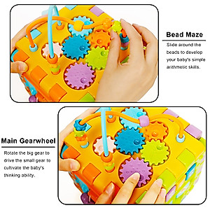 Lulu Home Toddler Activity Cube, 6-in-1 Learning Activity Center Play Square with Musical Toys, Multi Purpose Educational Toys Birthday for Kids 18 Months and Up