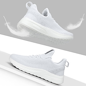 Feethit Women Tennis Running Shoes Walking Shoes Lightweight Casual Sneakers for Travel Gym Work Woman Waitress Nurse Light White 8