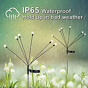 2 Pack Slyuexu Solar Garden Firefly Light：Starburst Swaying Firefly Outdoor Light Waterproof - Garden Decorative Lights Decoration Garden, Parties, Camping(Multicolor-Discolouration)