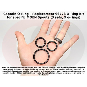 Captain O-Ring – Replacement 96778 O-Ring Kit for Specific Moen Spouts (3 Sets, 9 O-Rings)