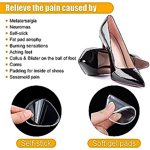 Ramede 36 Pcs Metatarsal Pads Reusable Clear Ball of Foot Cushion Water Drop Shape Foot Gel Pads Adhere to Shoe 4d Design for Forefoot Support Metatarsalgia Neuroma Feet Pain Relief Women Men