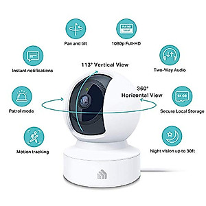 Kasa 4MP 2K Security Camera Outdoor Wired & Pan/Tilt Smart Security Camera, 1080p HD Dog Camera 2.4GHz with Night Vision, Motion Detection