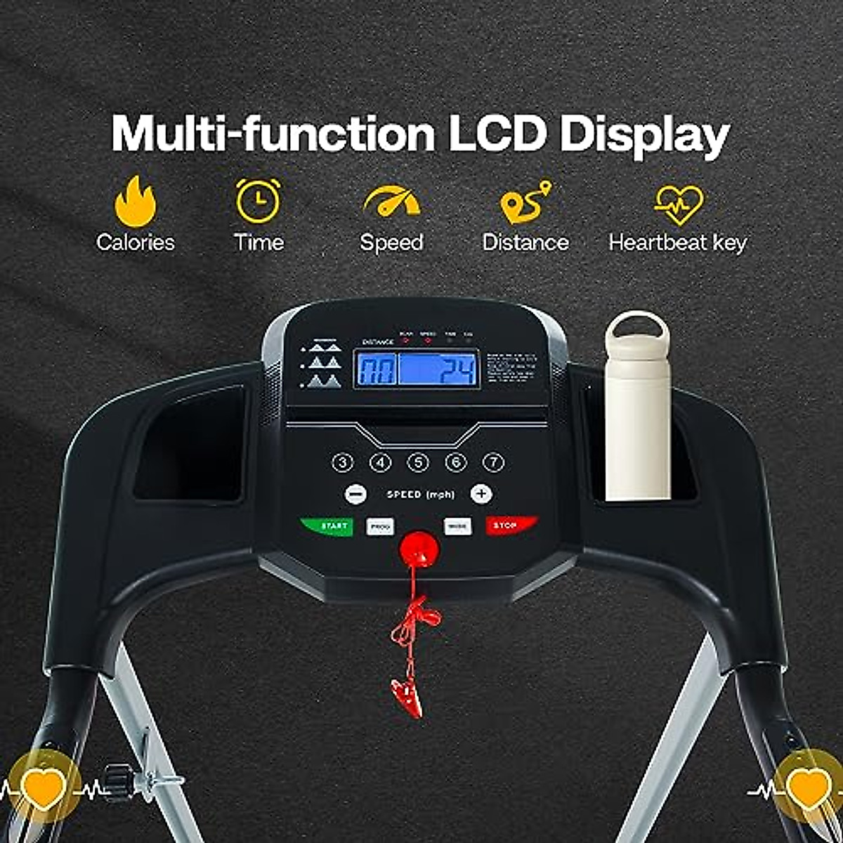 Home Foldable Treadmill with Incline, Folding Treadmill for Home Workout, Electric Walking Treadmill Machine 15 Preset or Adjustable Programs 250 LB Capacity MP3 (Black 1)