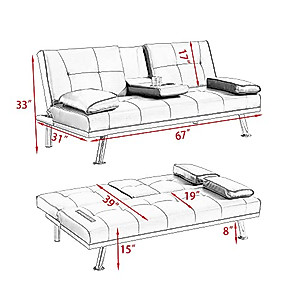 ERYE Oversized Single Sectional Sofa Couch Corduroy Upholstered Modular Sleeper Sofabed,Deep Seat Chaise Daybed with Movable Ottoman and 3 Pillows for Living Room
