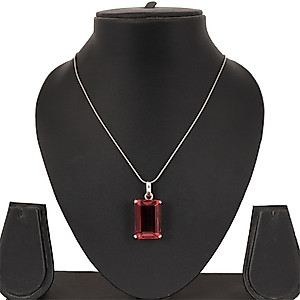 GEMHUB 925 Sterling Silver Emerald Cut Alexandrite Pendant, 120.00 Ct. Loose Gemstone Healing Crystal Pendant For Mother Day Gift Idea