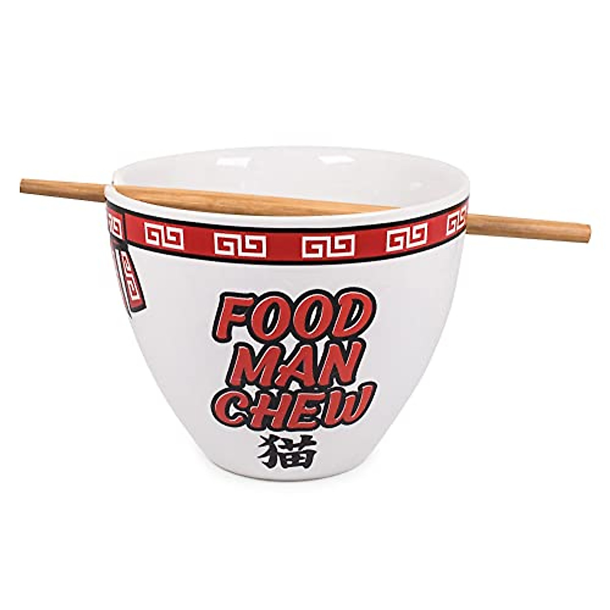Bowl Bop Food Man Chew Japanese Dinnerware Set | 16-Ounce Ramen Bowl, Chopsticks