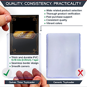 Quiver Time Premium 3x4 Top Loaders for Cards - Durable 35pt Toploaders Hard Plastic Card Sleeves Card Holder for Sports Cards, Baseball Cards, Football Cards & Trading Cards (10 pcs, Clear)