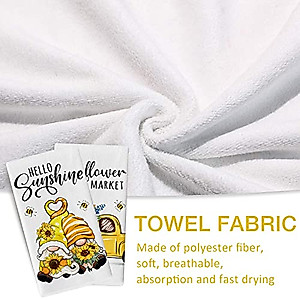 Seliem Summer Hello Sunshine Gnome Kitchen Dish Towel Set of 2, Sunflower Market Floral Flower Truck Hand Towel Bee Drying Baking Cooking Cloth, Spring Seasonal Farmhouse Home Kitchen Decor 18x26 Inch