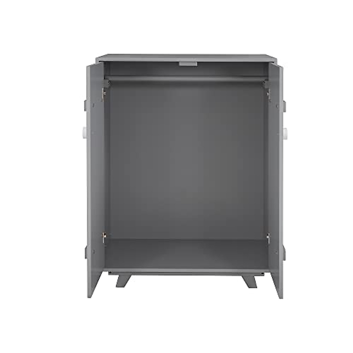 SOFTSEA Kids Wardrobe with Hanging Rod, Wooden Wardrobe Closet with 2 Doors, Freestanding Wardrobe Cabinet, Clothes Hanging Storage Rack for Boys Girls (Gray)