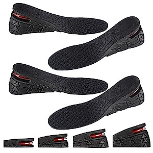 2 Pair Height Increase Insoles for Men and Women,Adjustable 4-Level Shoe Height Inserts,Up to 2.95 Inch Taller,Shoe Lifts Men,Foot Insoles for Men Heel Cushion Air Cushion Shoe Lift