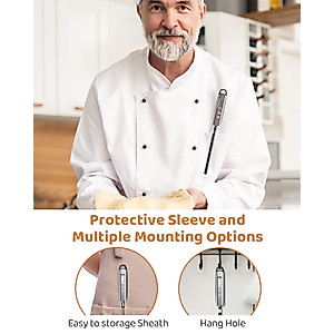 Digital Meat Thermometer, Candy Thermometer for Cooking, Instant Read Food Thermometer with 4.7 Inch Long Probe, Kitchen Thermometer with Protect Sheath Auto-shutoff for Turkey Grill Oven BBQ Smoker