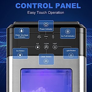 COSTWAY Nugget Ice Maker Countertop, 44 LBS Ice Makers with Built in Self-Cleaning, Intelligent Control Panel, Compressor and Ice Scoop, Portable Compact Ice Maker Machine for Party, Kitchen, Office