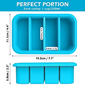 Webake Silicone Freezer Tray with Lid, Food Storage Container, 1 Cup Portion, Ice Cube Tray for Soup Sauce Meal Prep, BPA Free