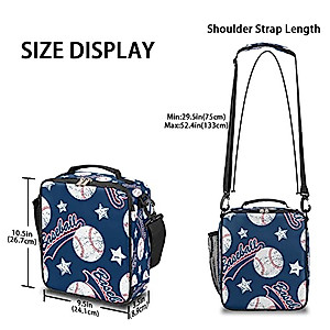 Baseball Lunch Box for Kids Boys, Insulated Lunch Bag Reusable Thermal Lunchbox Cooler Tote Handbag with Removable Adjustable Shoulder Strap for Adults Men Picnic Work School