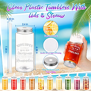 Pickmesh 24 Pcs Employee Appreciation Gifts Bulk Plastic Cups with Lids and Straws 13.5 oz Inspirational Reusable Coffee Cups Christmas Thank You Tumblers with Lids Straws for Staff Coworker Teacher