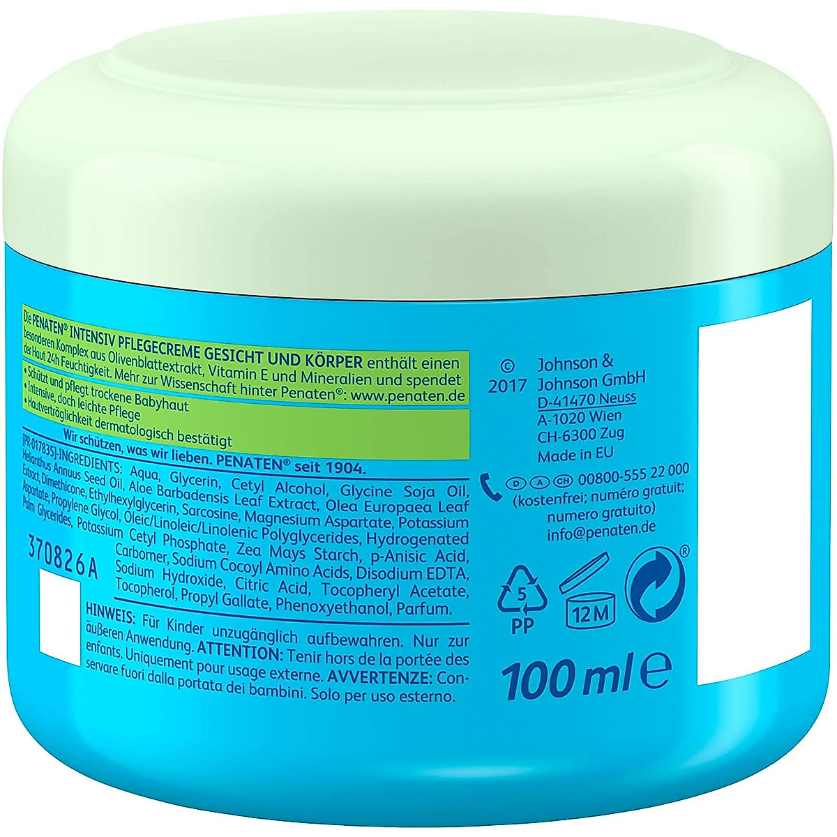 Penaten, Penaten Baby Face And Body Creme, 3.38 Fl Oz