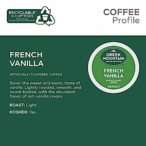 Green Mountain Coffee Roasters French Vanilla Keurig Single-Serve K-Cup pods, Light Roast Coffee, 12 Count