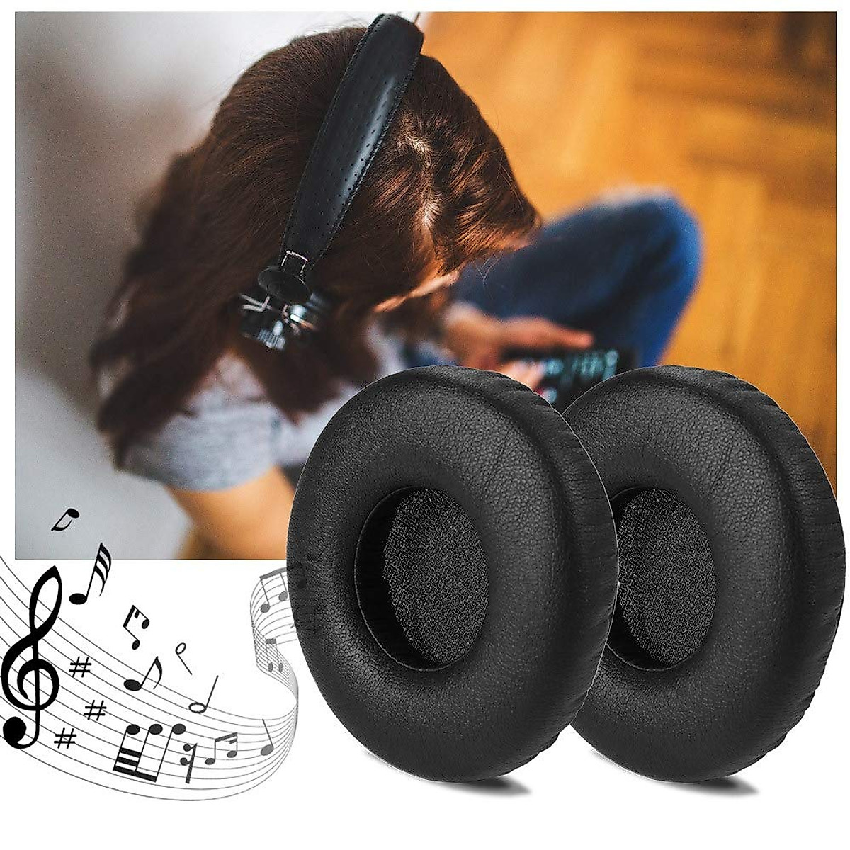 Zerone 2Pcs Ear Cushion Earpad Replacement, Leather Earpad Ear Cover EarCushion Replacement for AKG Y40 Y45BT Y45 Y50 Y55 Headsets Headphones