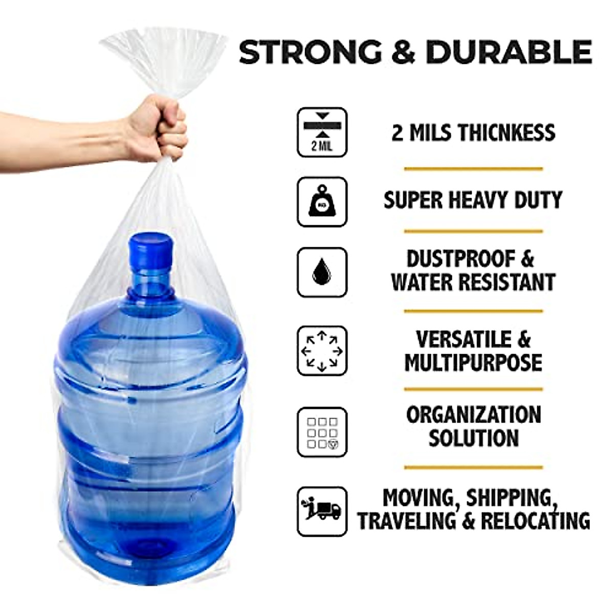 [ 10 COUNT ] 40x60 inches Clear Giant Size Jumbo Big Storage Bags for Covering & Protecting Big Items from Dust, Moisture, Water Damage; Fits Bulky Toys, Outdoor Seasonal Furniture, Home or Office Appliances, Luggage, Quilts, Comforters