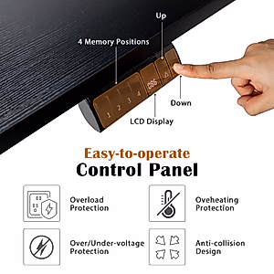 Tangkula L Shaped Electric Standing Desk, 59.5 Inch Corner Stand Up Desk w/ 4 Memory Positions & LCD Display, Height Adjustable Rolling Office Sit Stand Desk w/Lockable Casters & Anti-collision Design