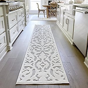 My Texas House by Orian Lady Bird Area Rug, 2'3" x 12', Natural/Grey