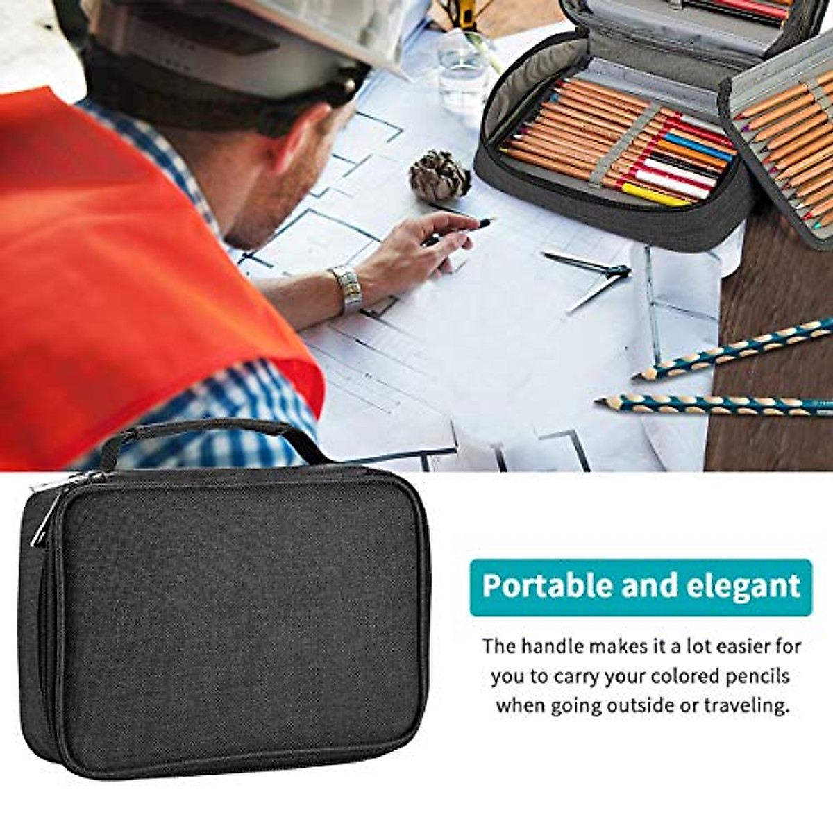 Number-one Large Capacity Pencil Case, 72 Slots Colored Pencil Pouch Bag Portable Pencil Holder Stationery Organizer with Compartments for Office and Travel, Black