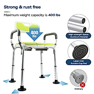 Shower Chair with Arms and Back, Boiarc Shower Benches for Inside Shower, Raised Toilet Seat with Handles, Shower Chairs for Seniors for Shower Stall, Bedside Commode for Elderly Disabled Pregnant