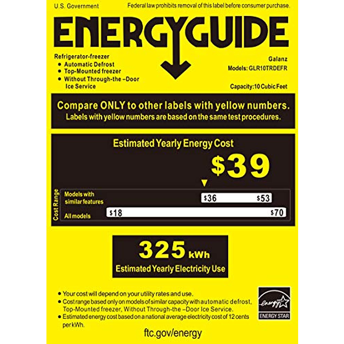 Galanz GLR10TRDEFR Retro Refrigerator with Top Freezer Frost Free, Dual Door Fridge, Adjustable Electrical Thermostat Control, 10.0 Cu Ft, Red