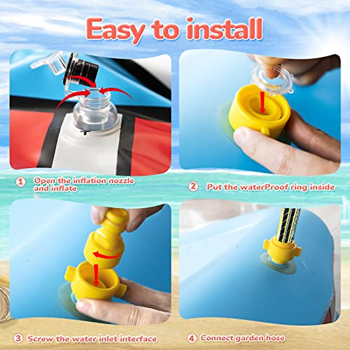 Josen Sprinkler for Kids Outdoor Water Toys,Baby Splash Pad,Inflatable Kiddie Pool for Toddlers,Includeding 4 Rubber Ducks Bath Toys, Birthday Gifts for Boys and Girls - Spacecraft