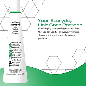 TRI Design Hair Care Clarifying Shampoo - Liquid Shampoo for Hair Deep Cleansing - Build Up & Impurities - Perfect Hair Care Products & Everyday Shampoo - 10.5 fl. oz.
