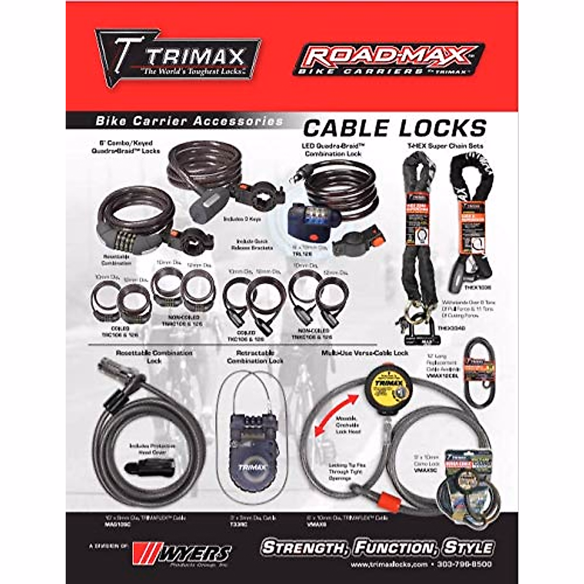Trimax TQ2548 Trimaflex Long Integrated Keyed Cable Lock, 48-Inch X 25mm , Gray