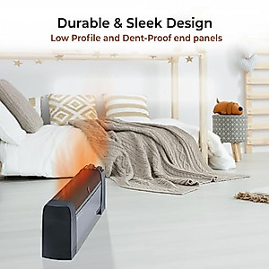 Comfort Zone Electric Baseboard Space Heater with Adjustable Thermostat, Dent-Proof Panels, Overheat Protection, Tip-Over Switch, & Stay-Cool Body, Ideal for Home, Bedroom, & Office, 1,500W, CZ600BK