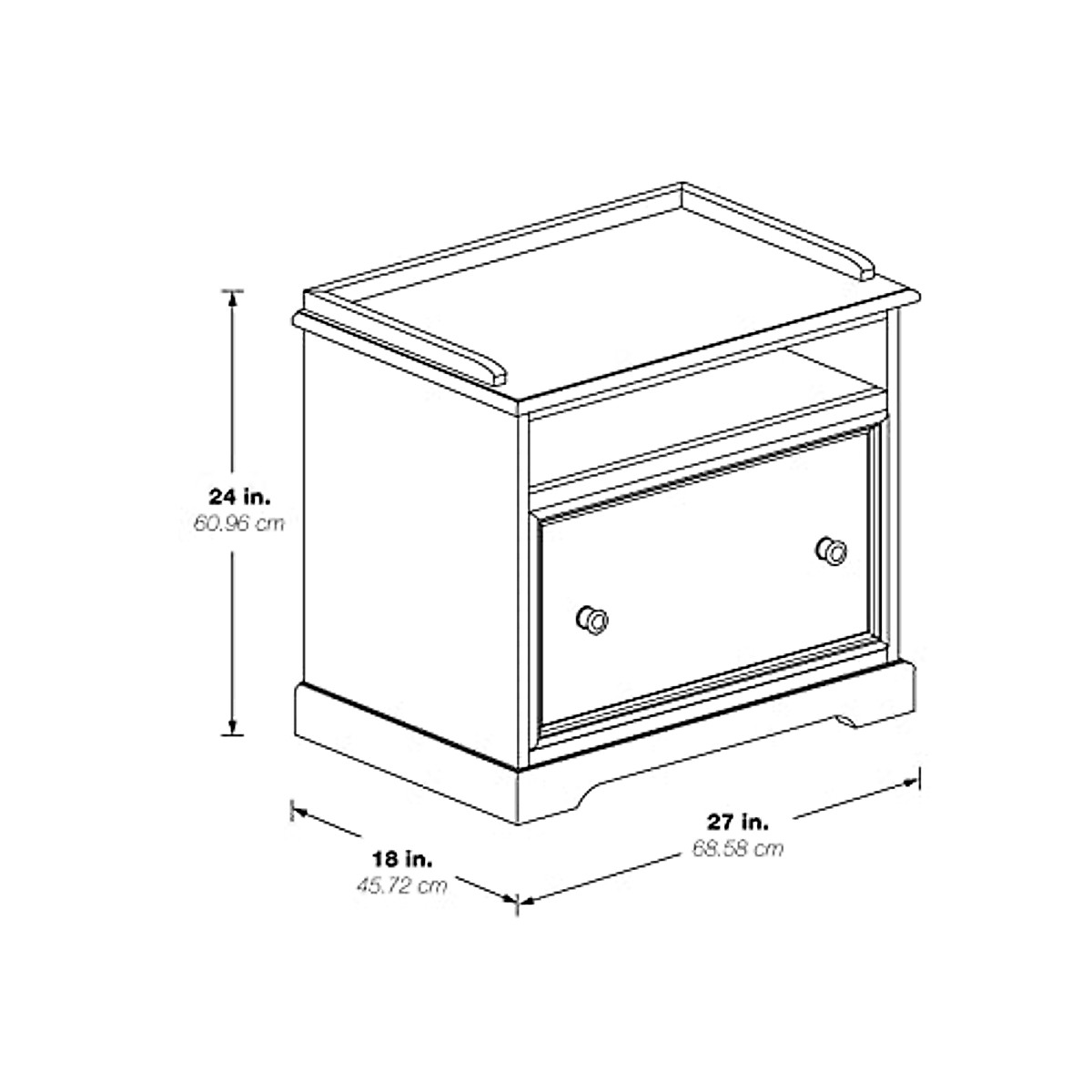 OSP Home Furnishings Country Meadows Lateral File Cabinet with Top Shelf, Antique White