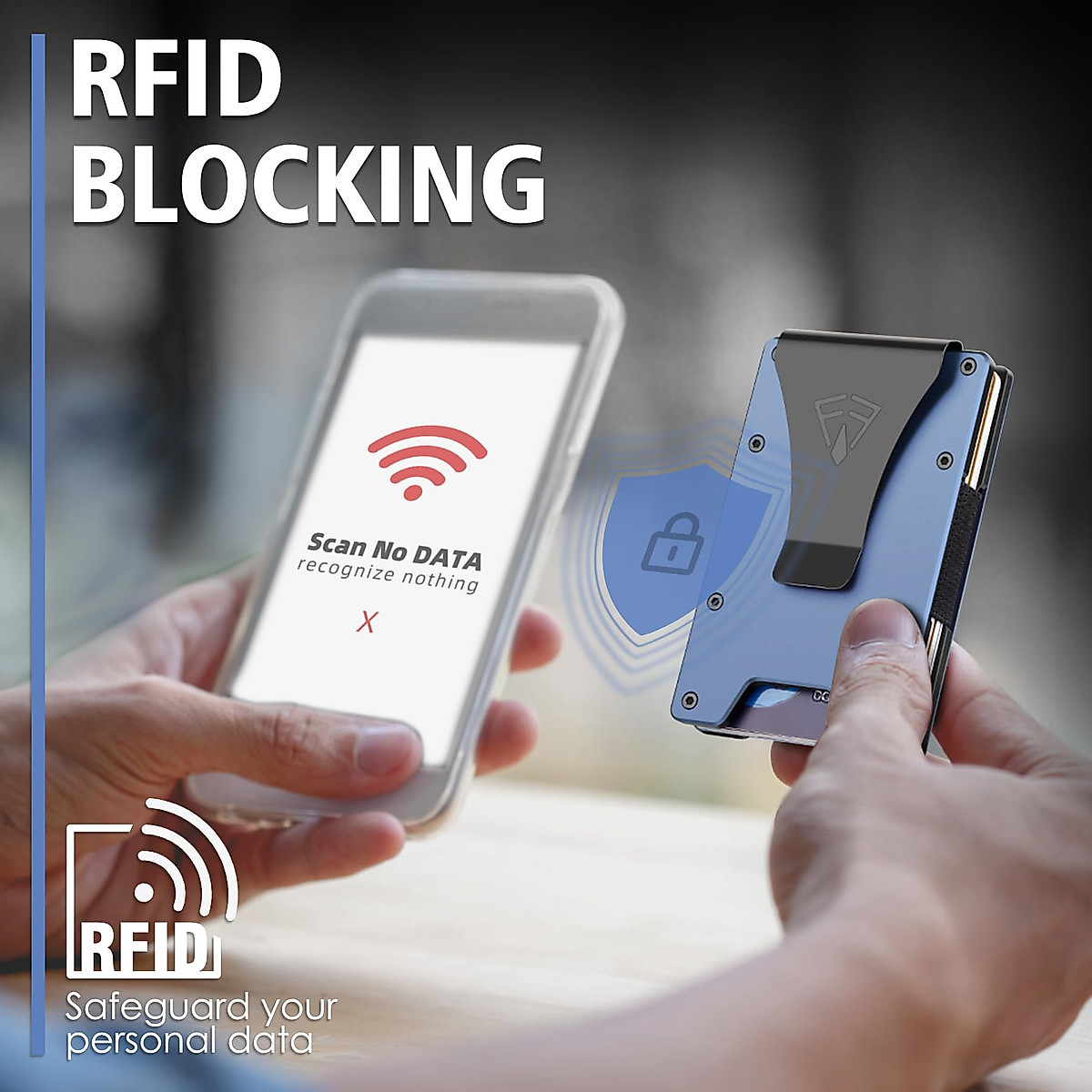 Slim Minimalist Wallet for Men with Money Clip - 15 Credit Card Holder RFID Wallet for Men - Front Pocket Mens Wallet with Compact Design - Easy to Access for Cards - Ideal Gift for Him(Pacific Blue)