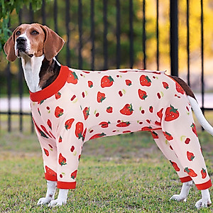 Kuoser Dog Surgery Recovery Suit, Female Male Large Medium Dog Neuter Spay Onesie, Long Sleeve Dog Shedding Suit Soft Dog Pajamas for All Seasons, Pink XL