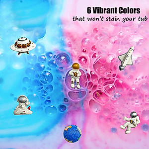 Galaxy Bath Bombs for Kids with Surprise Inside - Organic Bubble Bath Bombs with Educational Outer Space Planet Toys. Gentle, Natural & Kids Friendly - Birthday Gifts for Kids, Halloween Party Favors