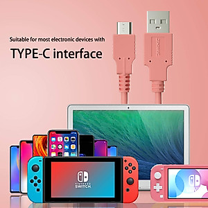 HEATFUN Fast Charging Cable for Switch, MacBook, Pixel C, LG Nexus 5X G5, Nexus 6P/P9 Plus, One Plus 2, Sony XZ and More - Coral (4.92ft)