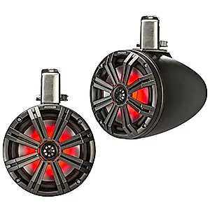 KICKER 45KMTC65 Marine Audio Boat 6 1/2" Tower Pod Speaker System Pair Charcoal (Certified Refurbished)