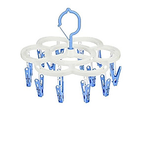 NOTRYA Wall Mounted Drying Rack, Glove Holder Windproof Drying Rack Towels Hanging Sturdy Clip Hanger Hats Superior Gloves Portable Folding Clothes (Color : Blue)