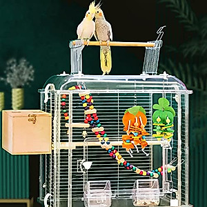 JSLZF Bird Chewing Toy for Cockatiel Conure Wood Block Toy Parrot Cage Toys Hanging Foraging Budgie Bite Toy for Parakeet Small (4PCS Fruit Shape)