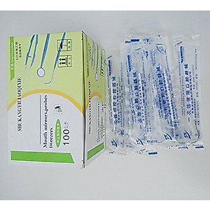 100pcs Sterilized Disposable Dental Probe Double Ends Explorer Plastic Handle Dental Mouth Examination Probe