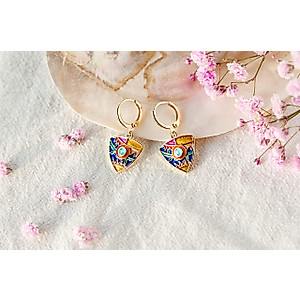 IZFKJOOI fashion Small Warrior shield Earrings Hypoallergenic 14k Gold Dangle Hoop Earrings For Women (Warrior shield)