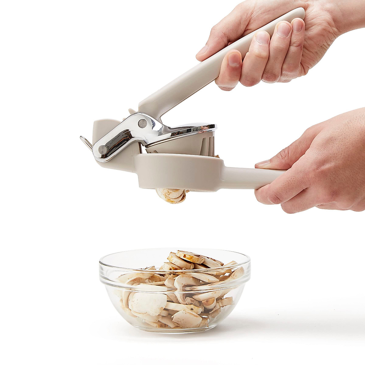 Chef'n FreshForce Hand-Held Slicer, Slices Mushrooms, Strawberries, Kiwis and More, Taupe
