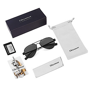 Gleyemor Small Aviator Sunglasses for Women and Men, 52MM Small Frame Polarized Aviators for Small Face (Black/Grey)