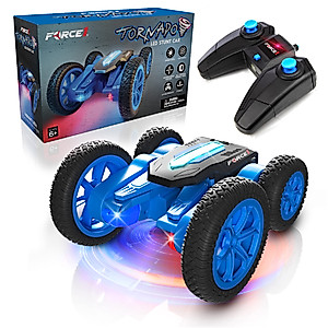 Force1 Cyclone LED AND Tornado Remote Control Car Bundle - Double Sided Fast RC Cars (2) Stunt Cars with 360 Flips, All Terrain Tires, LEDs, RC Crawler Rechargeable Toy Car Battery for Kids and adults